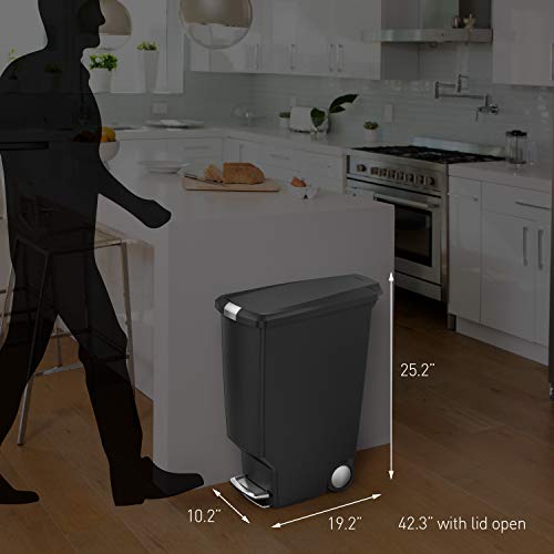 simplehuman 40 Liter / 10.6 Gallon Slim Kitchen Step Trash Can, Grey