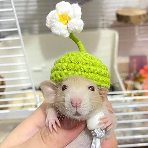 Mini Crocheted Hamster Hat Flower Top Hat for Small Animals Like Rats Hamsters Snakes Lizards to Wear for Parties