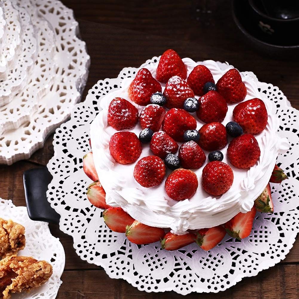 HAKSEN 108 PCS Paper Lace Doilies Combo, Pack 36 Each 6.5", 8.5", 10.5",Baked, Grilled, Fried Food,Tableware Decoration