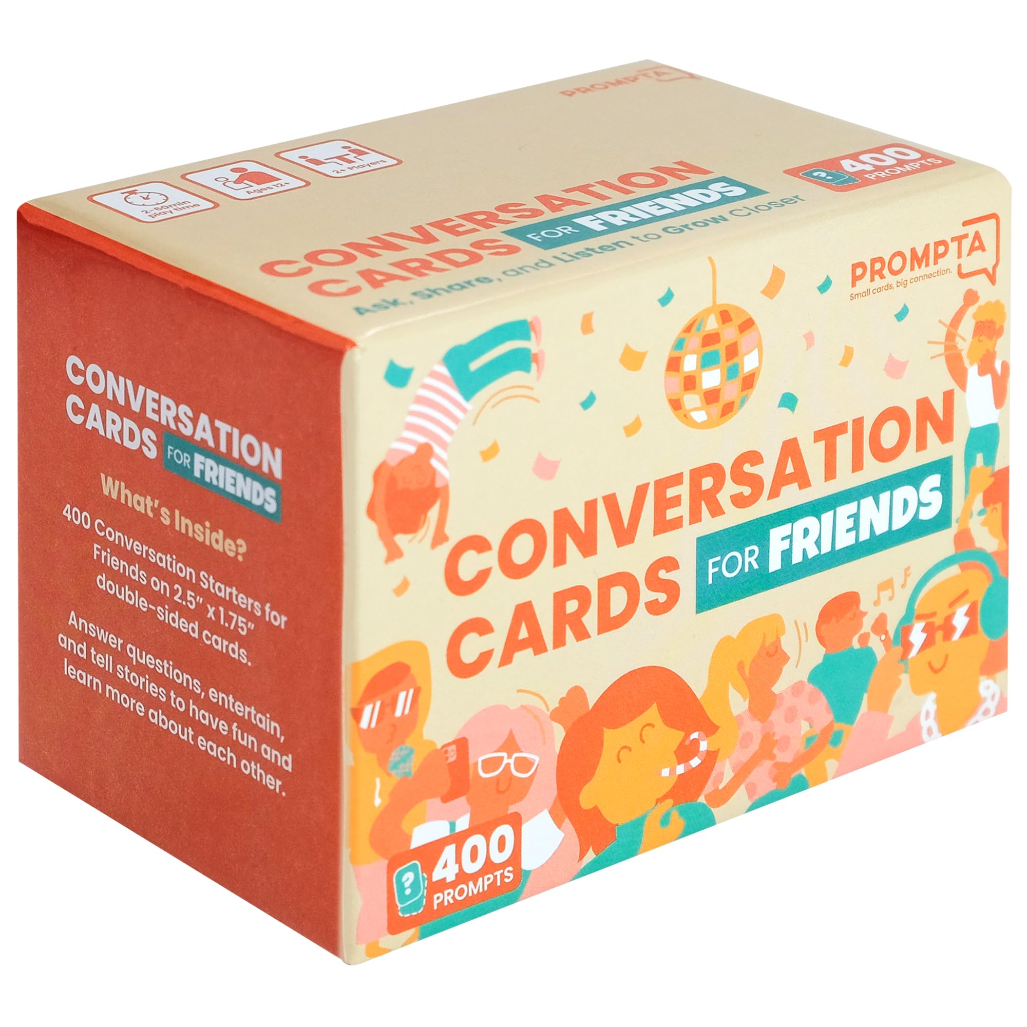 Prompta 400 Conversation Cards for Friends – Casual, Funny Get to Know You Conversation Starters to Connect with Friends