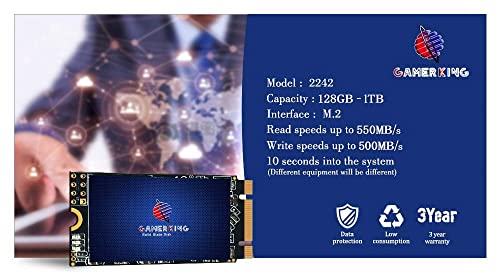 GAMERKING M.2 2242 SSD 256GB 3D NAND TLC SATA III 6 Gb/s, Internal Solid State Drive - Compatible with Desktop PC Laptop (2242 256GB)