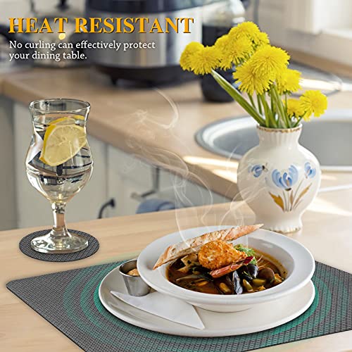 Placemats Set of 6, Placemat with Coasters Heat Stain Scratch Resistant Non-Slip Waterproof Oil-Proof Washable Wipeable Outdoor Indoor for Dining Patio Table Kitchen Decor and Kids,(Grey 6)