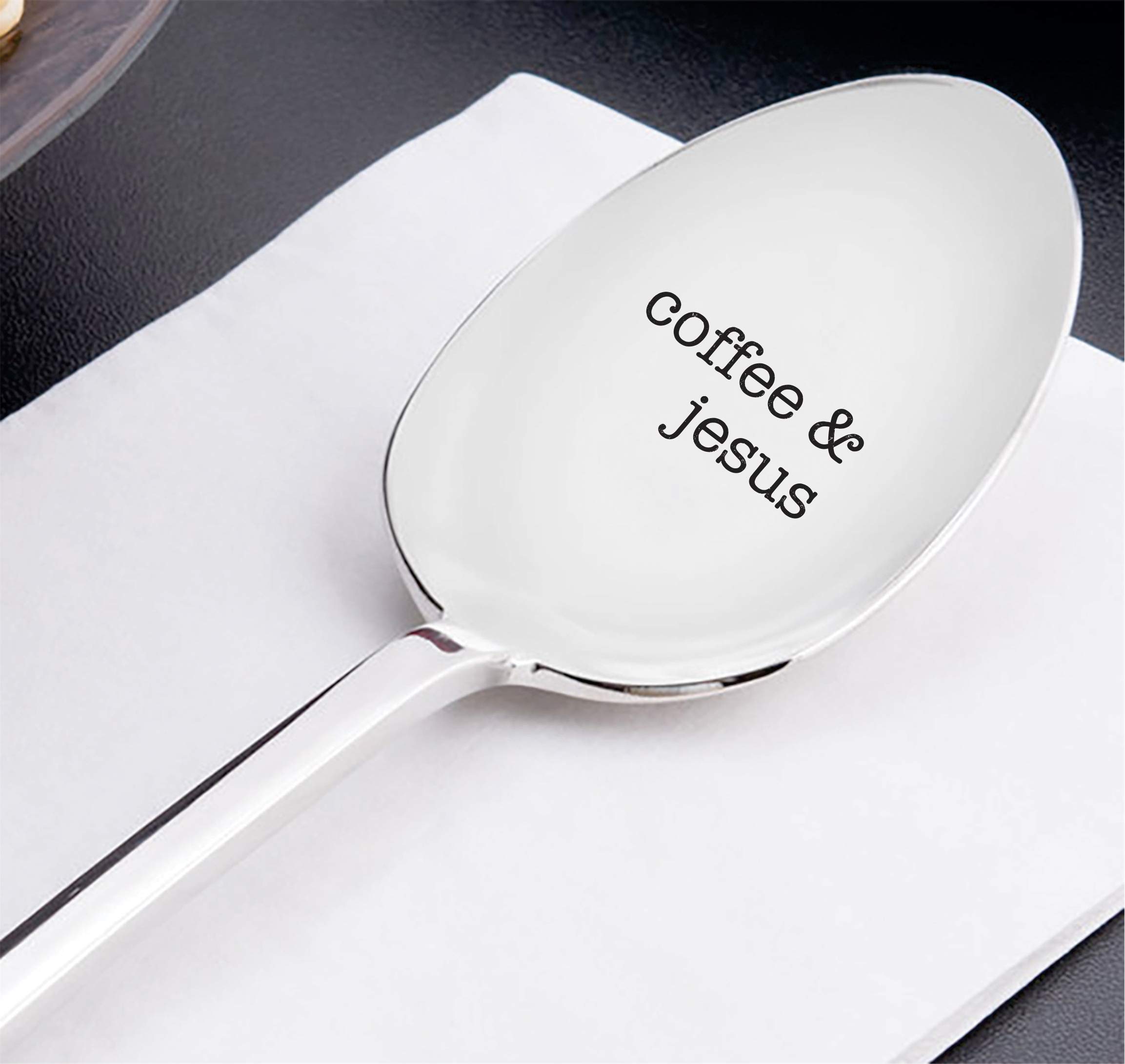 coffee Jesus engraved spoon - Christian Gifts for her - Pastor Gift Idea - Inspirational kitchen spoon - Religious spoon - Keepsake coffee spoon - Housewarming gift - Christmas gifts