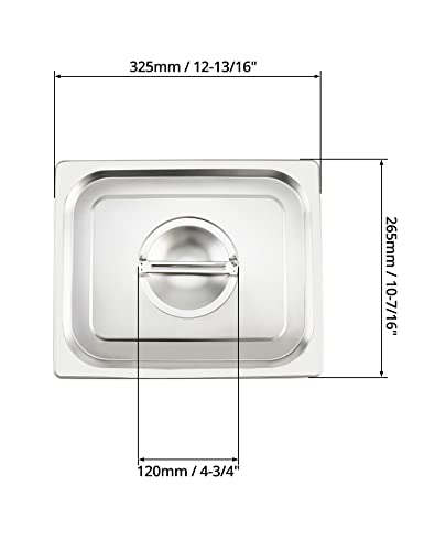 QWORK Solid Pan Lid with Handle, 2 Pack Stainless Steel Steam Table Pan Cover, for 1/2 Size Steam Pans