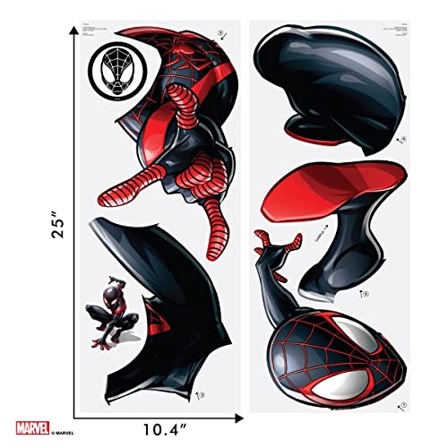 Wall Palz Marvel Miles Morales Wall Decal - Marvel Wall Decals with 3D Augmented Reality Interaction - 28" Spider-Man Miles Morales Bedroom Wall Decor