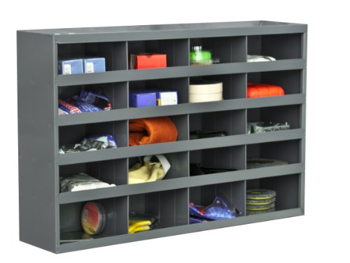 Durham 394-95 Gray Cold Rolled Steel 20 Opening Bin, 33-3/4" Width x 22-1/4" Height x 8-1/2" Depth