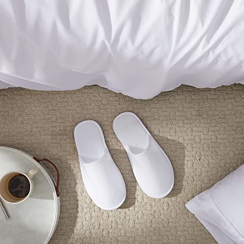 Juvale 24 Pairs Disposable House Slippers for Guests, Bulk Pack for Hotel, Spa, Shoeless Home, White Closed Toe (US Men Size 10, Women 11)