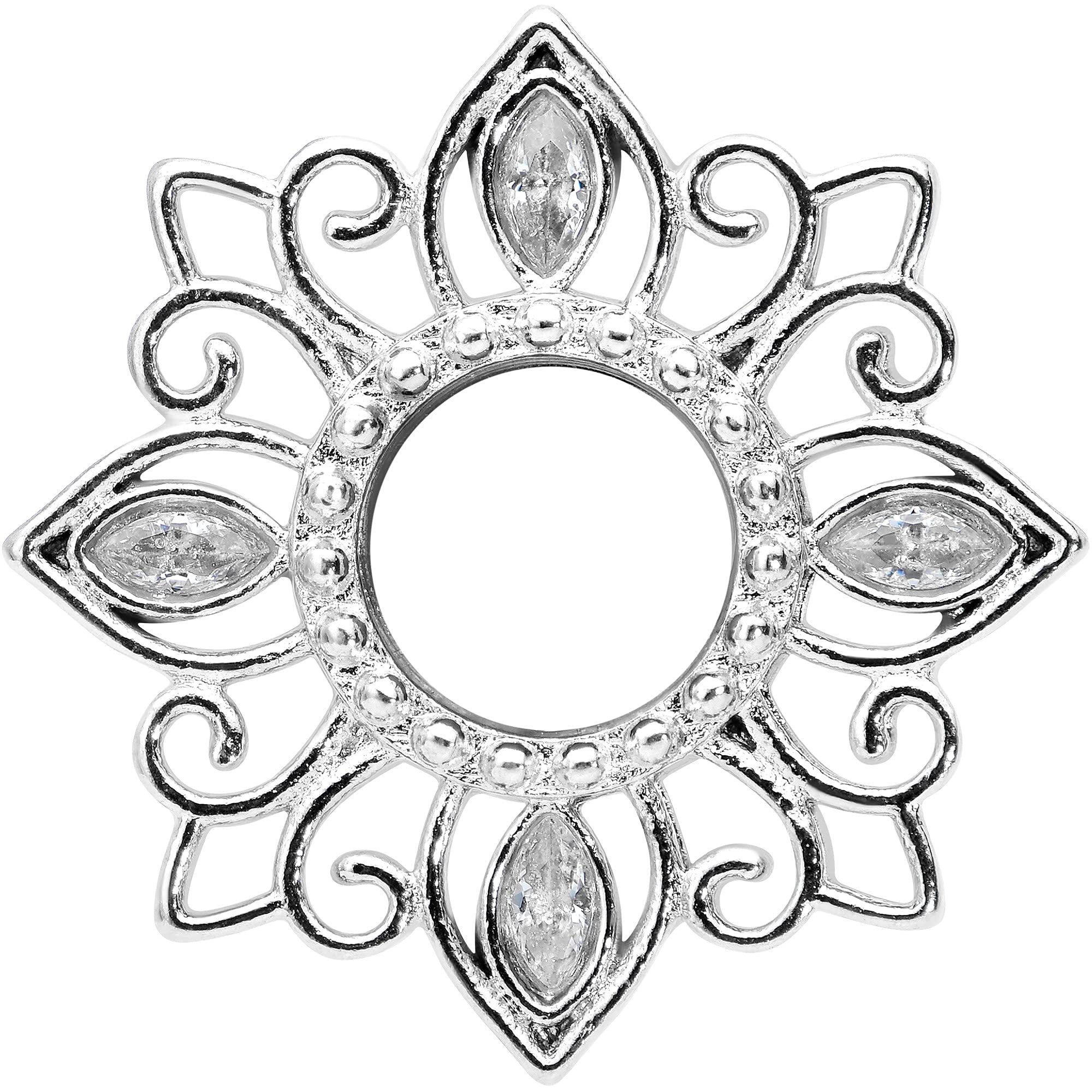Body Candy Womens 2Pc Steel Clear Lotus Flower 7/16" Double Flare Screw Fit Tunnel Plug Ear Plug Gauges Set