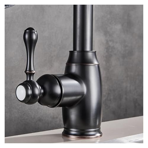Bronze Black Kitchen Faucet Pull-Out Two-Way Sprayer Single Handle Hot and Cold Water Mixing Faucet Kitchen Water Crane Type 360 Degree Rotation(Oil Rubbed Bronze)