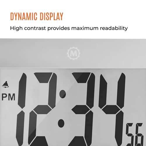 MARATHON Large Digital Wall Clock with 8” Display, Graphite Gray - Easy to Read