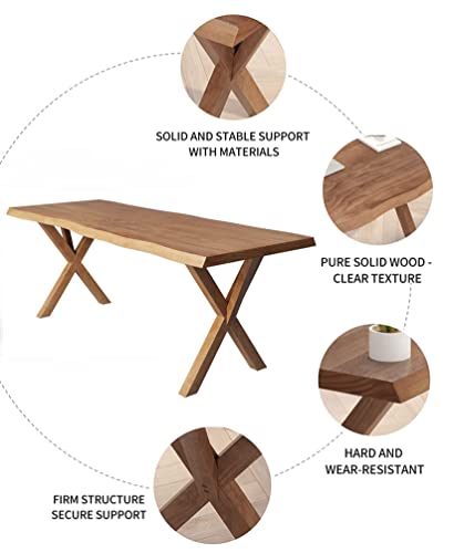jinhuajinwei Solid Wood Long Desk for Home Ofiice Modern 55 inch Wide Computer Thick Sturdy Wooden Table