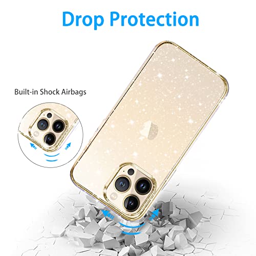 JJGoo Compatible with iPhone 14 Pro Case, Bling Sparkle Soft TPU Anti-Scratch Shockproof Protective Phone Bumper, Women Girls Cute Slim Sparkly Phone Case for iPhone 14 Pro, Clear Glitter
