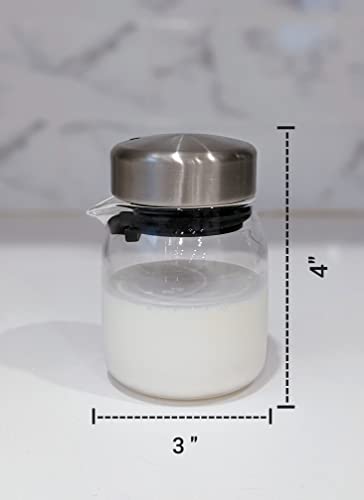 J&M DESIGN Sugar Bowl With Lid And Spoon Creamer & Dispenser Bowls Set For Kitchen Countertop Coffee Bar Accessories Containers Glass Milk Carton 7oz Holder Sugar Container Jar Stainless Steel Lid