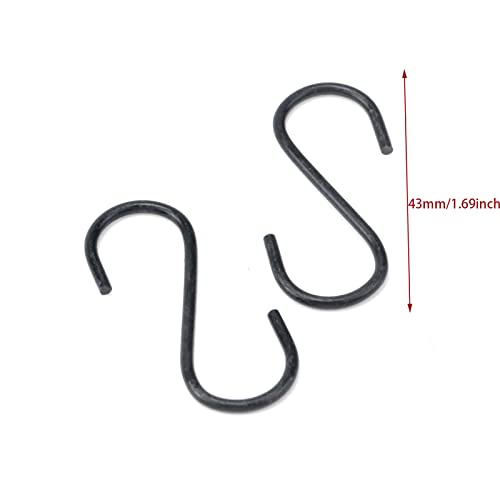 Meprotal 50pcs S Hooks 1.7inch, Black Mini Ornament Hooks Iron Hooks Hanger Small S Hooks for Hanging Jewelry Kitchenware Plants