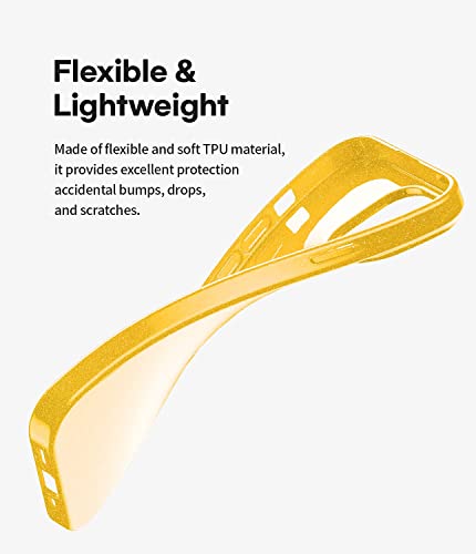 GOOSPERY Pearl Jelly Compatible with iPhone 13 Mini Case, Vivid Color with Light Shimmer Jewel Effects Glitter Sparkles Shine Look Slim Thin TPU Rubber Back Cover (Yellow)