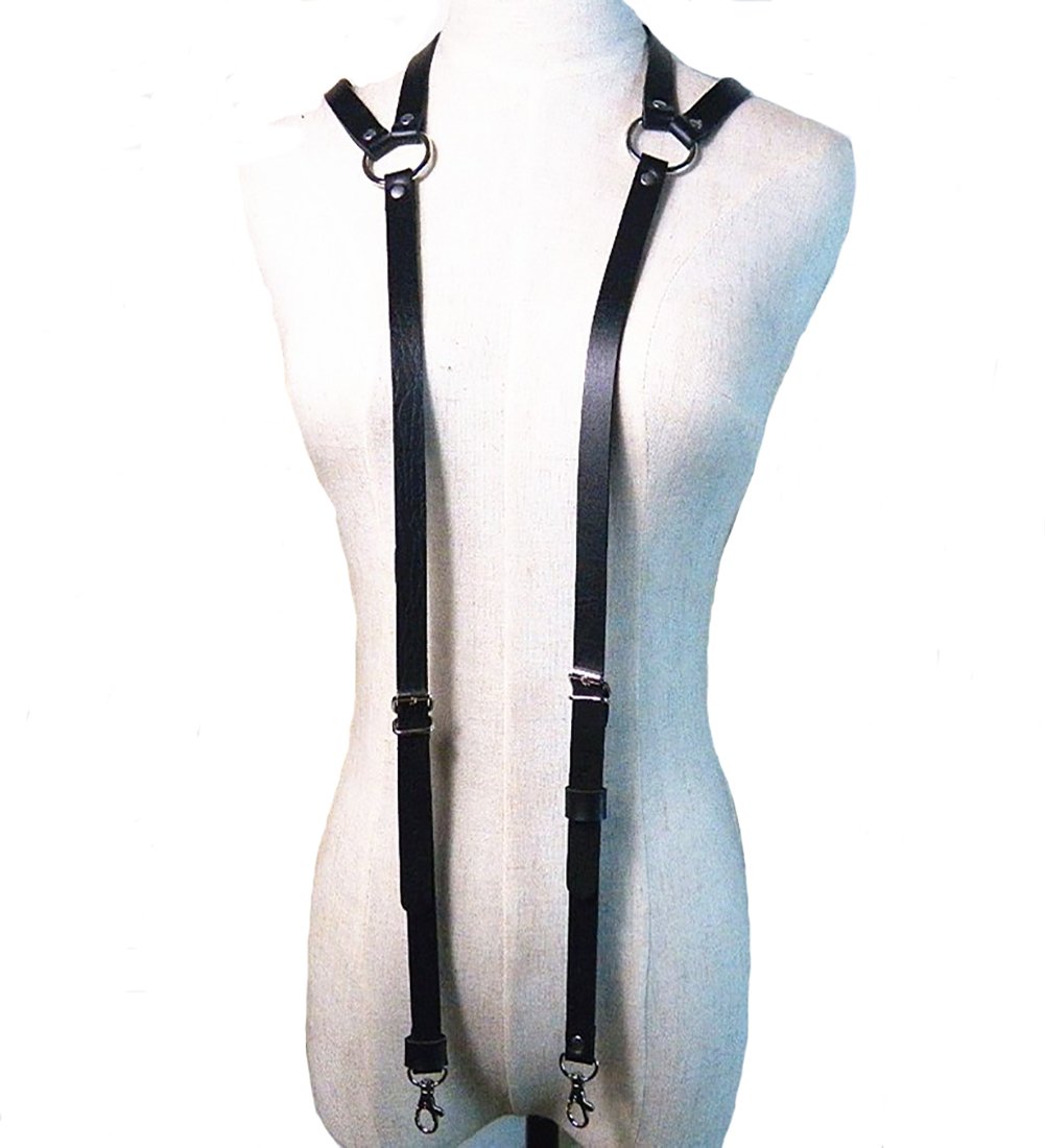 Body Chest Harness Punk Adjustable Faux Leather Belt with Buckles Rings for Men Women(LM01)