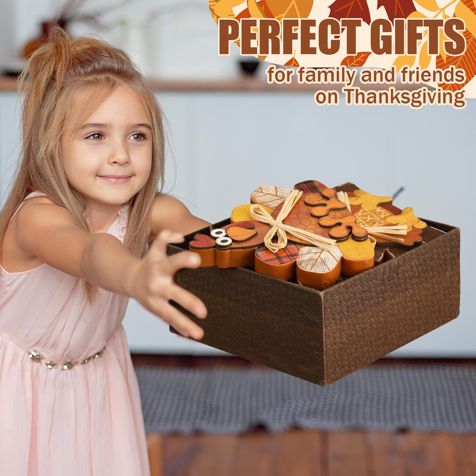 Ferraycle 3 Pcs Thanksgiving Turkey Decor Fall Decor Autumn Farmhouse Sign Rustic Tiered Tray Decorations Table Centerpieces Standing Wooden Block Sign for Halloween Home Kitchen