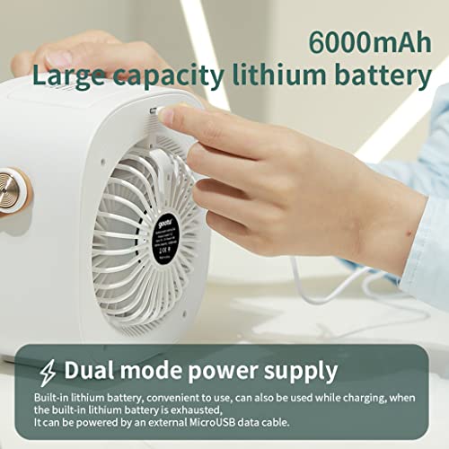 Gootu Portable Air Conditioner,6000mAh Mini Air Conditioner Fan,USB Rechargeable Personal Air Conditioner,3 Speed Quiet Air Cooler for Bedroom,Office,Car,Travel & Indoor & Outdoor Activities.(White)