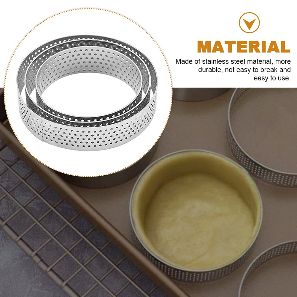 Cake Ring Molds, 6pcs/set Stainless Steel Porous Tart Ring, Perforated Pie Cake Ring Mold, Cake Mousse Ring with Holes for Baking Dessert Ring Tools Heat-Resistant (size:8cm)