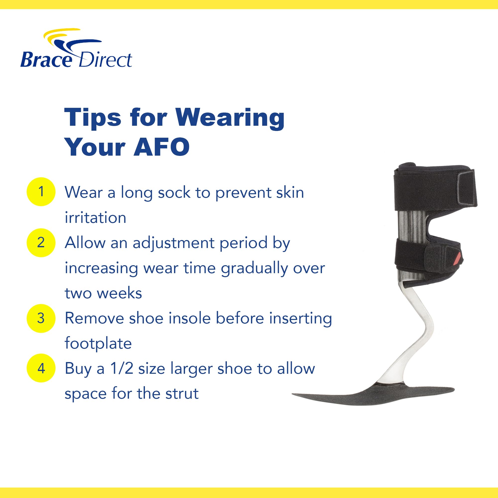 Brace Direct Reaction Plus AFO for Drop Foot Caused by Stroke or Foot Injury- Lightweight Design, Flexibility for Gait Assistance- Ankle Foot Orthosis Support Brace