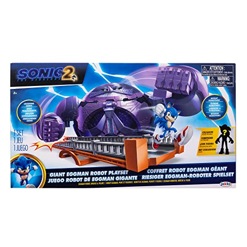 Sonic the Hedgehog 2 Movie Giant Eggman with Super Sonic 2.5" Action Figure Battle Playset