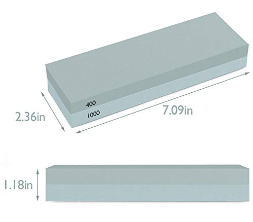 Knife Sharpening Stone Combination Dual Sided Grit With Base for Sharpening and Polishing Tool with Non Slip Base for Kitchen Knives, Hunting Knives, Pocket Knives and Tool Blades (400/1000)