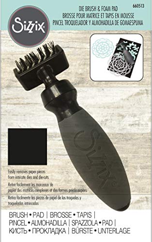 Sizzix, Black Die Brush and Foam Pad 660513 for Wafer-Thin & Intricate Dies, Scrapbooking, Cardmaking, Papercraft & Home Décor Accessory, One Size