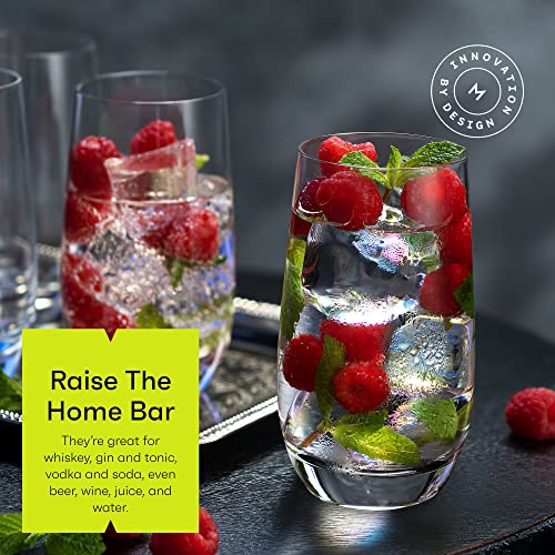 MITBAK 16 - OZ Drinking Glasses (Set of 6) | Glass Cups for, Water, Juice, cocktail,Mixed Drinks | Kitchen Glassware Set, Excellent Gift | Highball Glasses Made In Slovakia