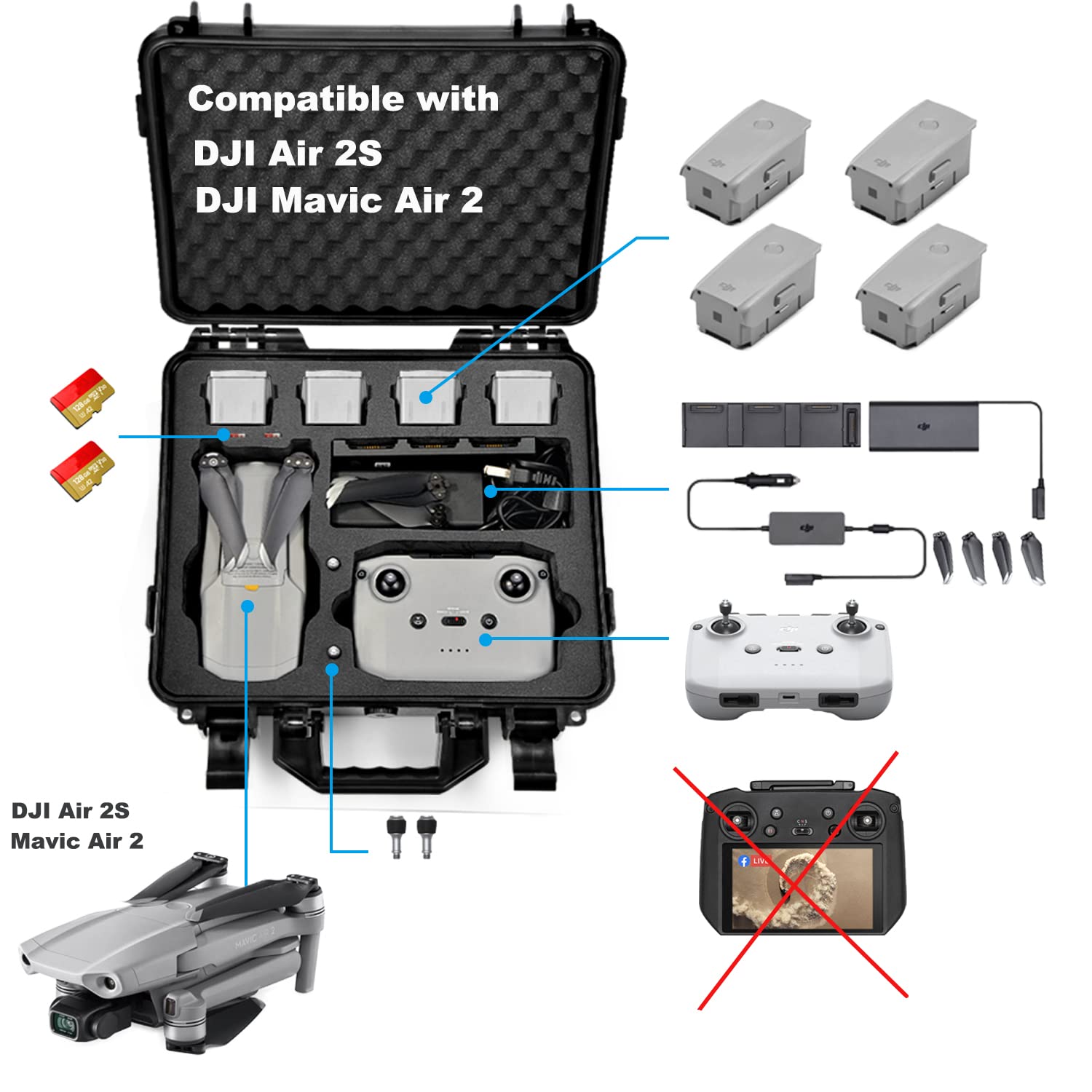 Lekufee Carrying Case Compatible with New DJI Air 2S Drone or DJI Mavic Air 2 Drone Quadcopter and More Mavic Air 2 Accessories(Not Include Drones and Accessories)