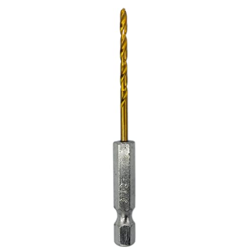 Pack of 6, 3/32-Inch Titanium Nitride Coated Drill Bit, Hex Shank, Premium M2 High Speed Steel, for Metal, Plastic, Wood
