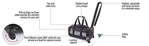 Sherpa Ultimate On Wheels Travel Pet Carrier, Airline Approved & Guaranteed On Board - Black, Large