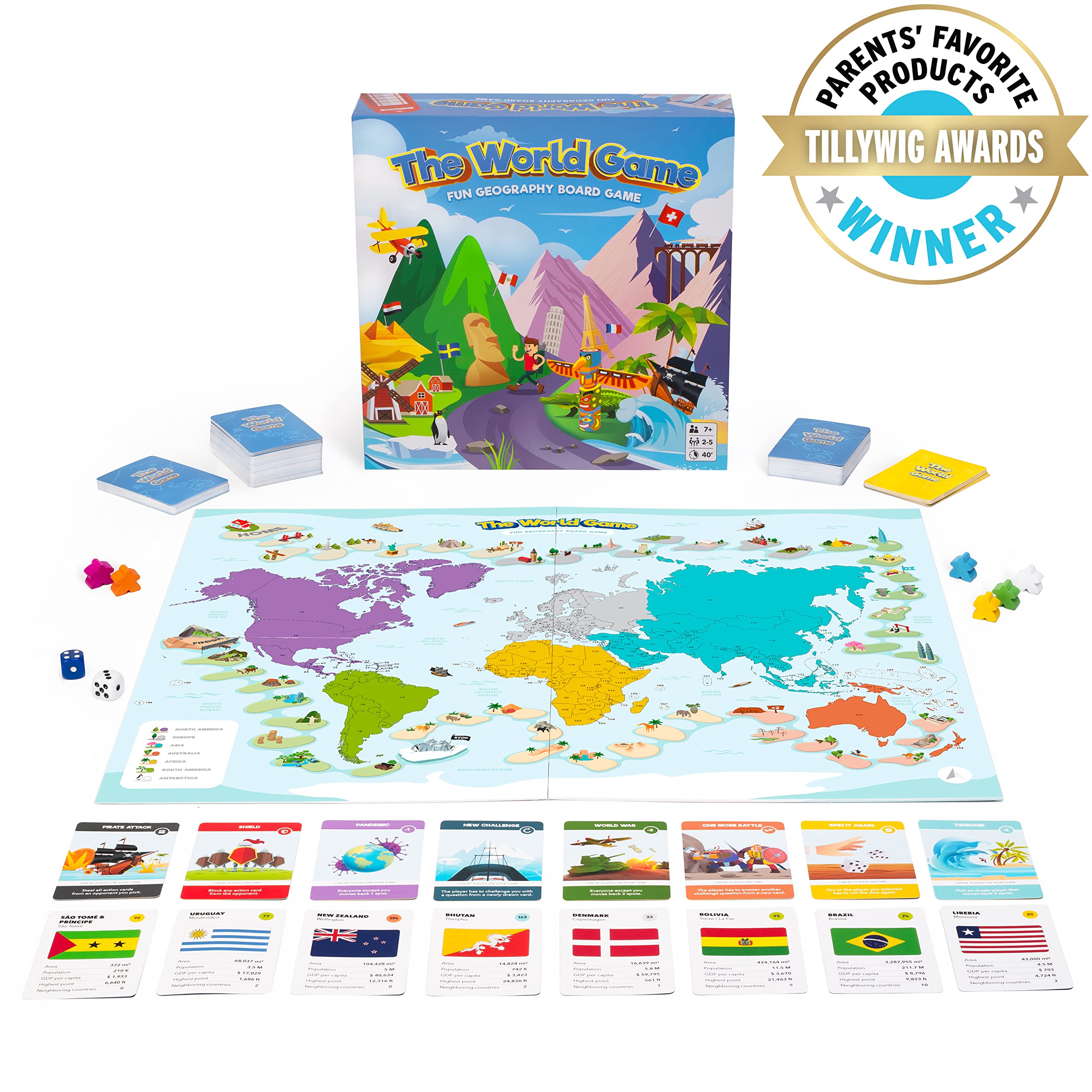 The World Game - Fun Geography Board Game - Educational Game for Kids & Adults - Cool Learning Gift Idea for Teenage Boys & Girls, 2-5 players