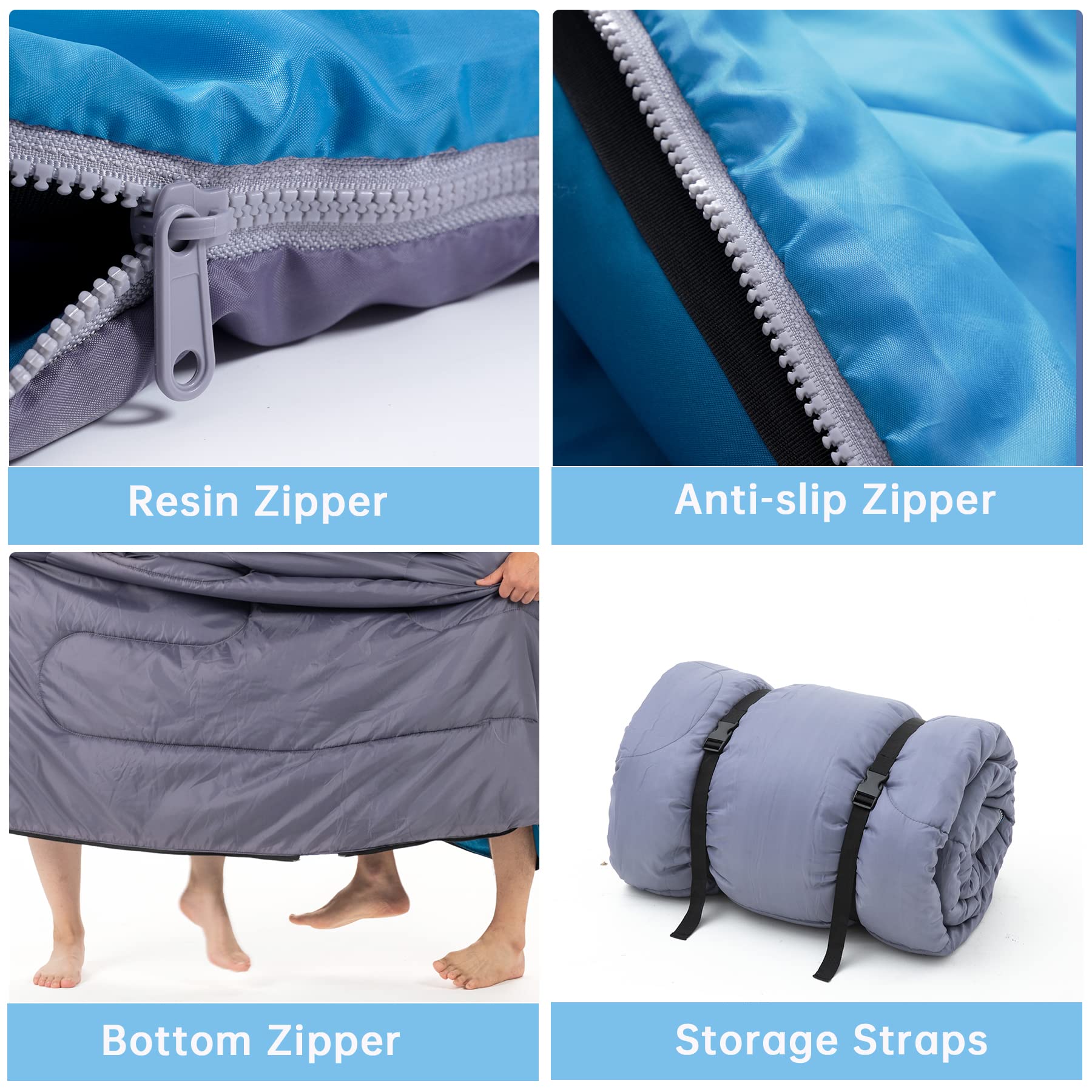 BISINNA Double Sleeping Bag for Adults & Kids 2 Person Sleeping Bag with 2 Pilows for Backpacking Camping Hiking Queen Size XL Waterproof Cold Weather Warm - 4 Seasons…