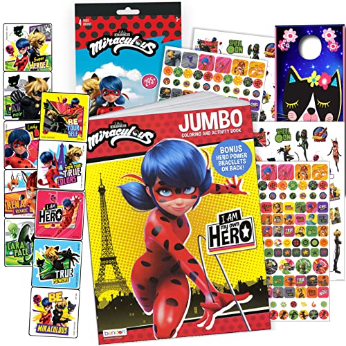 Miraculous Ladybug and Cat Noir - Activity Bundle - Miraculous Ladybug Stickers, Coloring Book, 2-Sided Door Hanger