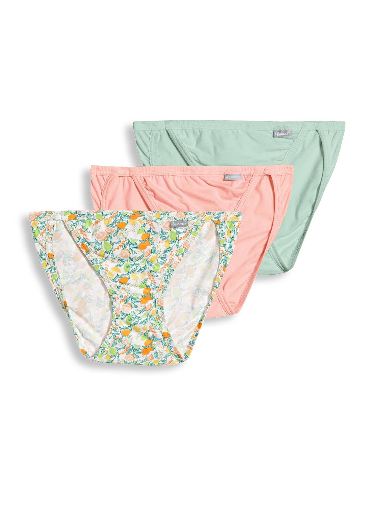 Jockey Women's Underwear Elance String Bikini - 3 Pack, Clear Waters/Fruit Bloom/Fairy Dust, 7