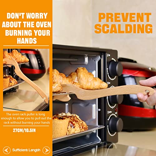 Shinelingee Oven Rack Puller, Wood Oven Rack Push Pull Tool, Prevent Scalding, Pull out Hot Racks Safely, Long Handle Toaster Oven Accessories,Suitable For Kitchen Oven, Toaster oven, Air fryer,etc (2)