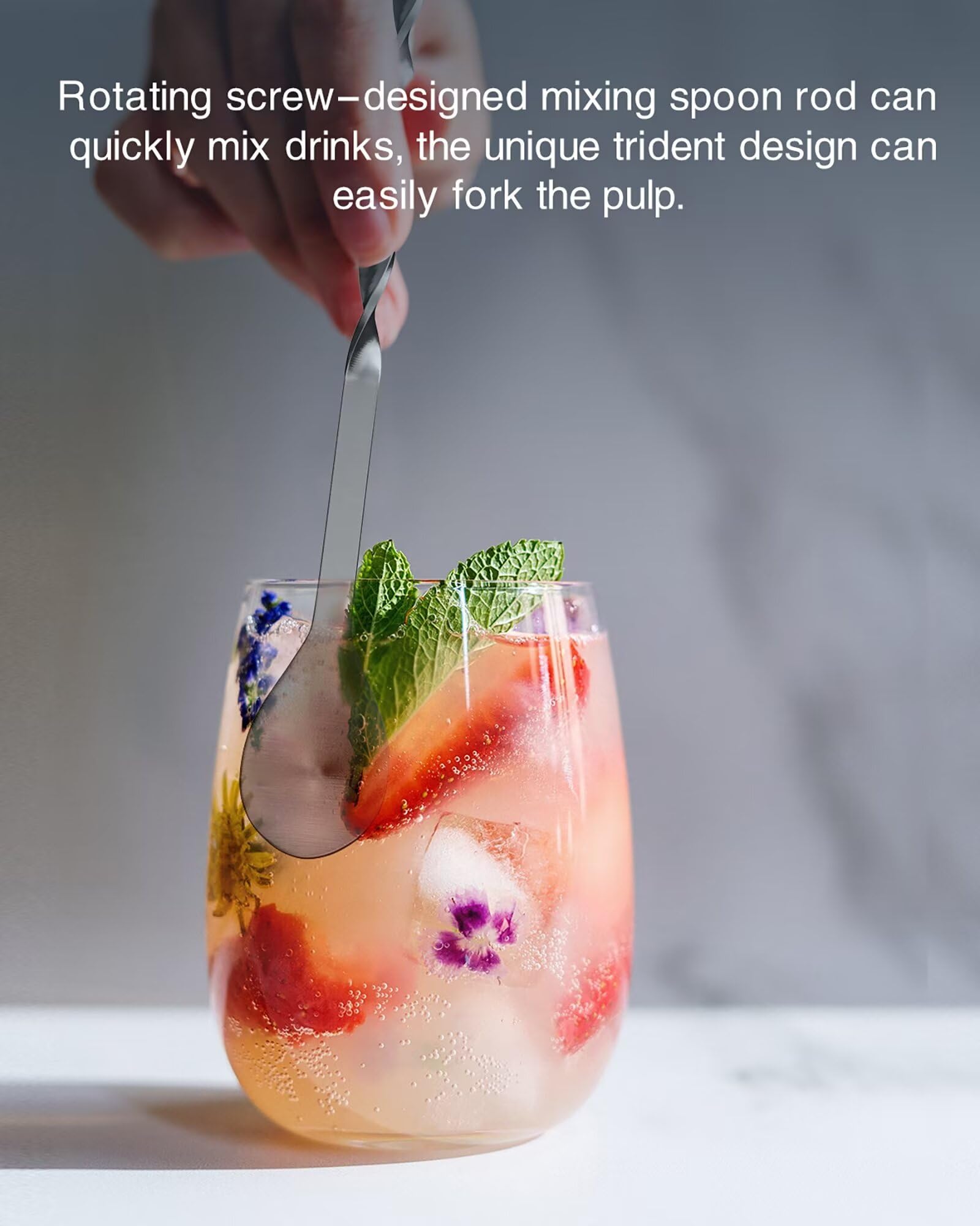 Cicike 8 Inches Stainless Steel Muddler and Mixing Spoon for Cocktails, Bar Tools and Accessories - Create Delicious Mojitos and Other Fruit Based Drinks