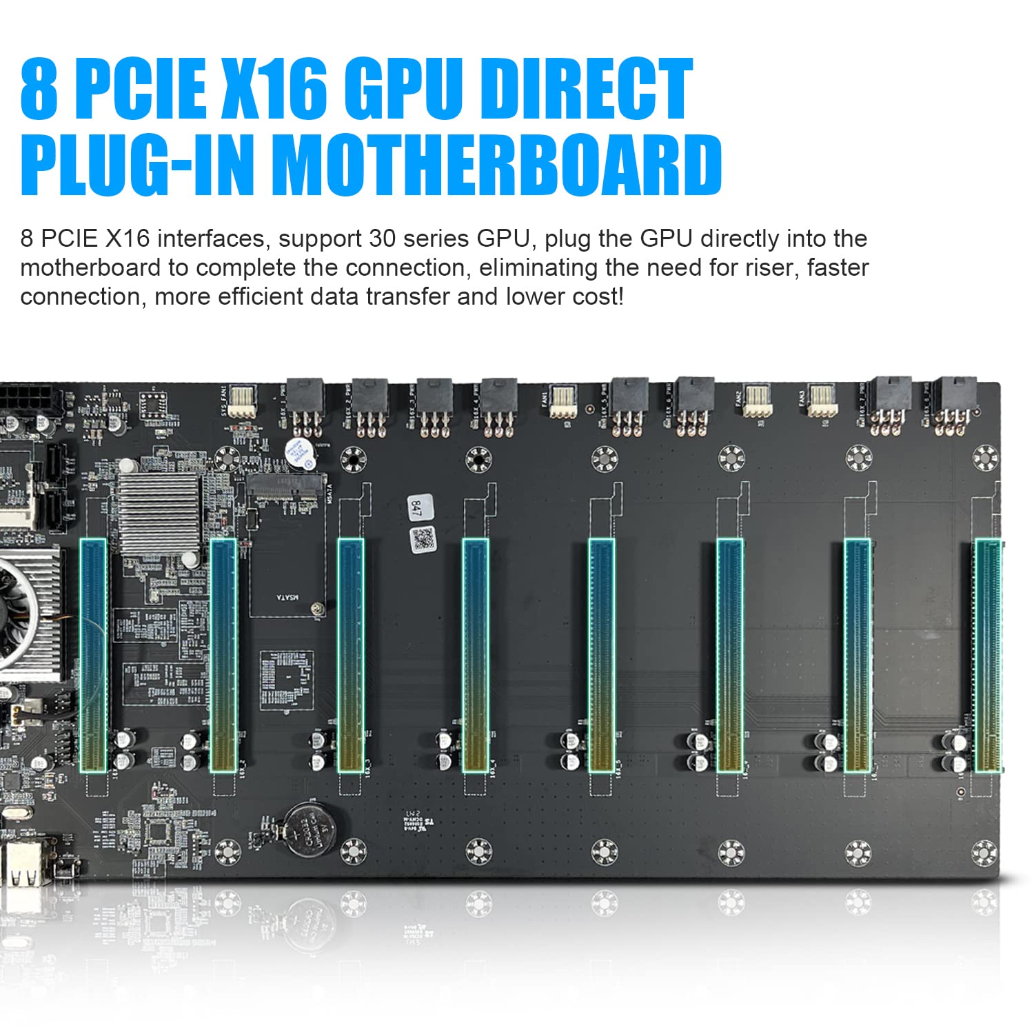 BITEO BTC T37 Mining Motherboard Support 8 GPU 3070/3080/1660/RX5700 with CPU SSD RAM Integrated Graphics Processing for ETH BTC ATX Miner