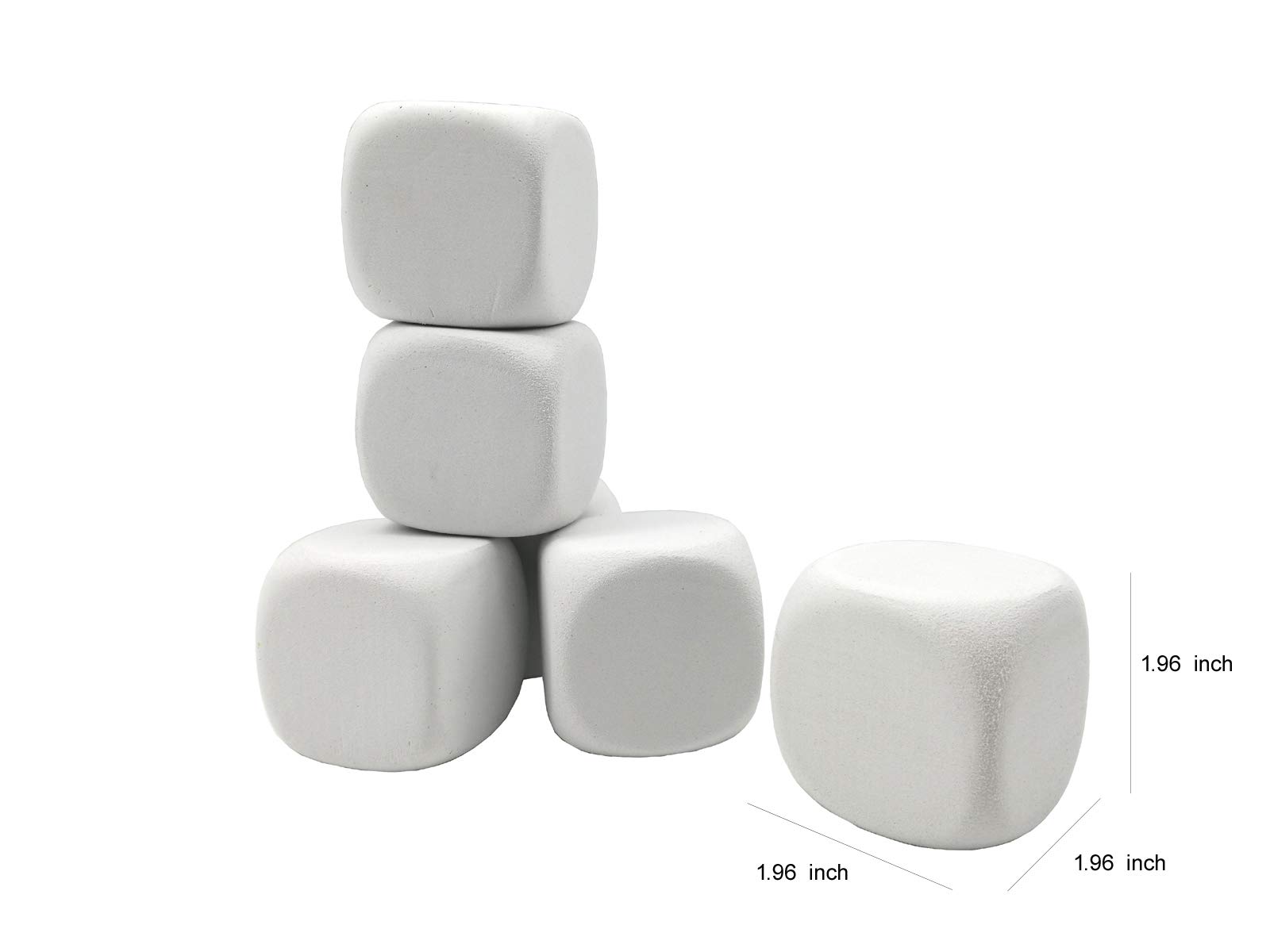 Qidiwin White EVA Foam Dices for Kids Graffiti-Building Blocks,Creative Painting, Party Supplies, 1.96 inchs, 12PCS