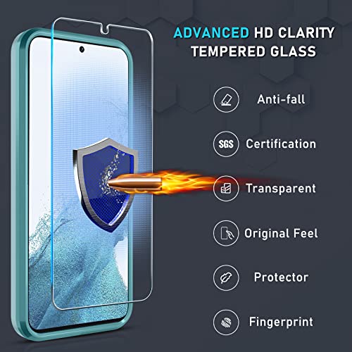 Janmitta Samsung Galaxy S23+ Plus Case with Screen Protector+Camera Lens Protector,Heavy Duty Shockproof Full Body Phone Cover Built in Rotatable Magnetic Ring Holder Kickstand,2023 Mint Green