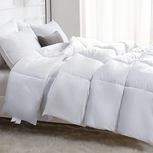 JOLLYVOGUE Down Comforter King Size, Down Duvet Insert for All Season with Corner Tabs & Box Stitched Quilted White(102x90 Inches)