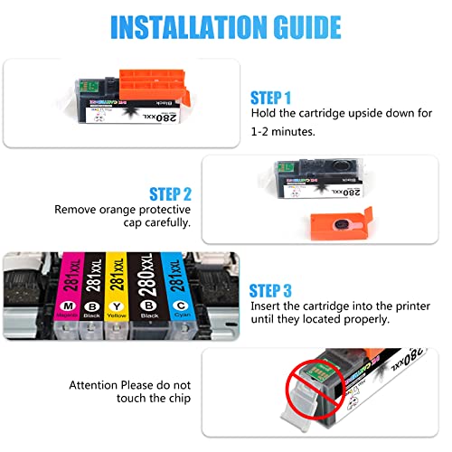 Miss Deer Compatible Ink Cartridge Replacement for Canon 280 281 PGI-280XXL CLI-281XXL Ink for PIXMA TR8520 TR7520 TS6120 TS6220 TS702 TS6100 TS6200 TS9520 TS6320 TS9521C Printer(3 Sets,5 Color)