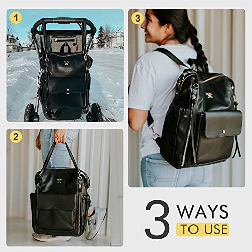 miss fong Diaper Bag Tote Leather Diaper Bag Backpack, Large Capacity Mommy Bag with Changing Pad,Mini Diaper Bag, Diaper Bag Bundle