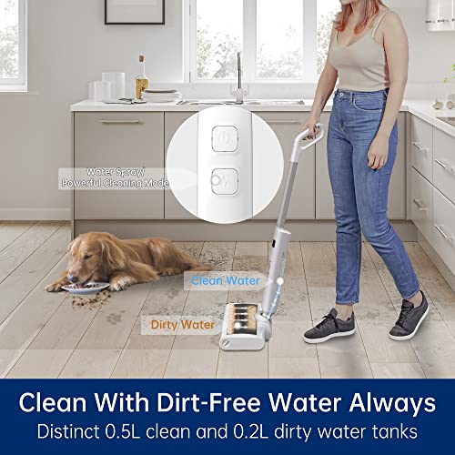 HiKiNS Cordless Wet Dry Vacuum Cleaner Mop Vacuum Combo - One-Step Wash and Mop Hard Floors and Multi-Surface, Lightweight and Handheld, 60 min Long Runtime, with Self-Cleaning Stand Base