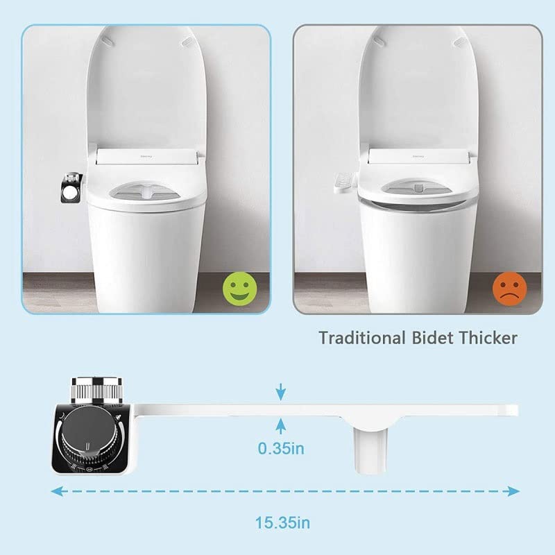 DFHBFG Bidet Toilet Seat Attachment Hot and Cold Dual Nozzles Self Cleaning Bidet Water Sprayer Adjustable Non-Electic Spray