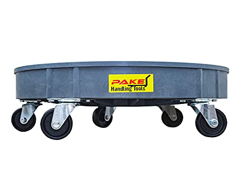 Pake Handling Tools 30 Gallon and 55 Gallon Drum Dolly - Durable Heavy Duty Plastic Drum Cart, 900 lb. Capacity, 5 Swivel Casters