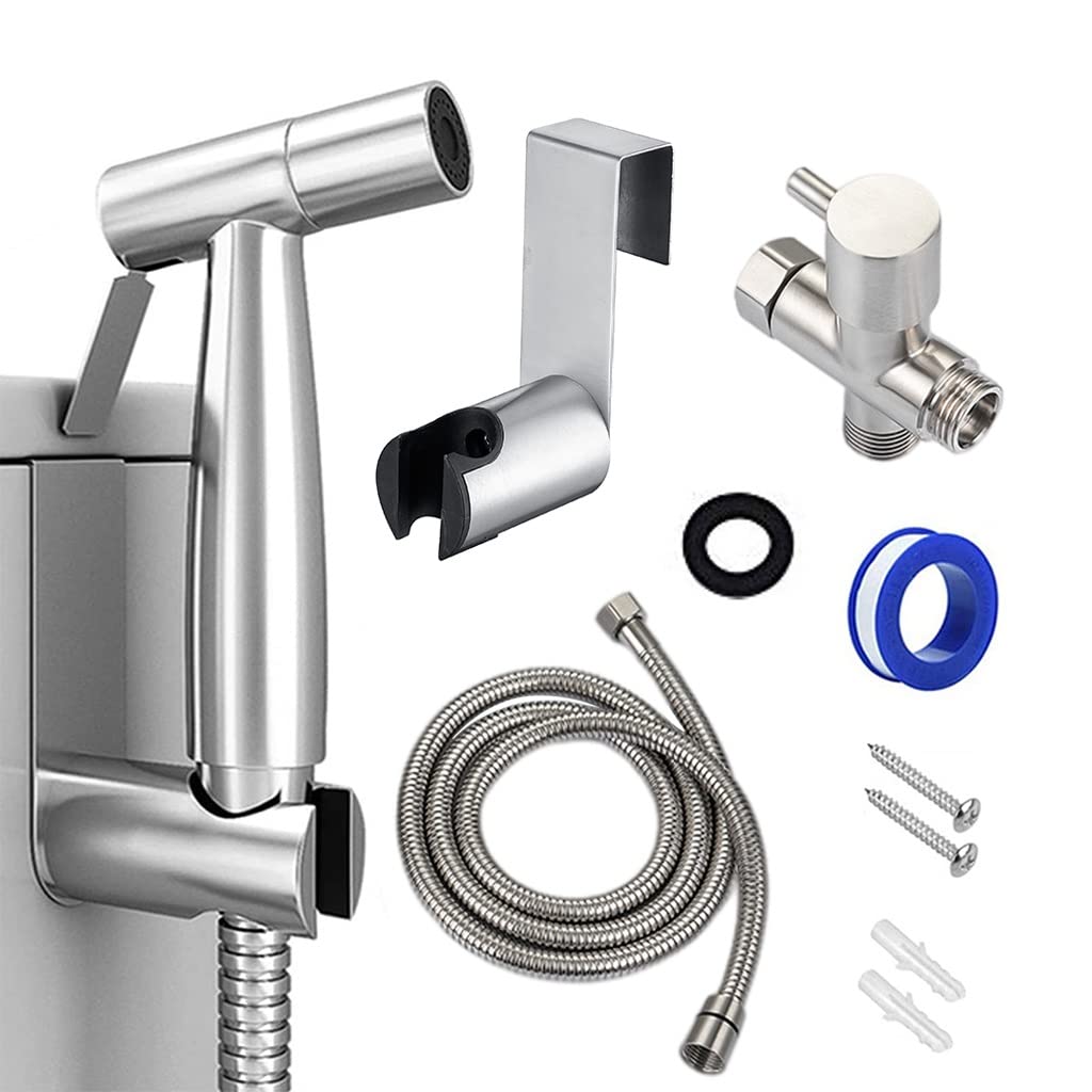 DFHBFG Handheld Toilet Bidet Sprayer Set Kit Stainless Steel Hand Faucet for Bathroom Shower Head Self Cleaning