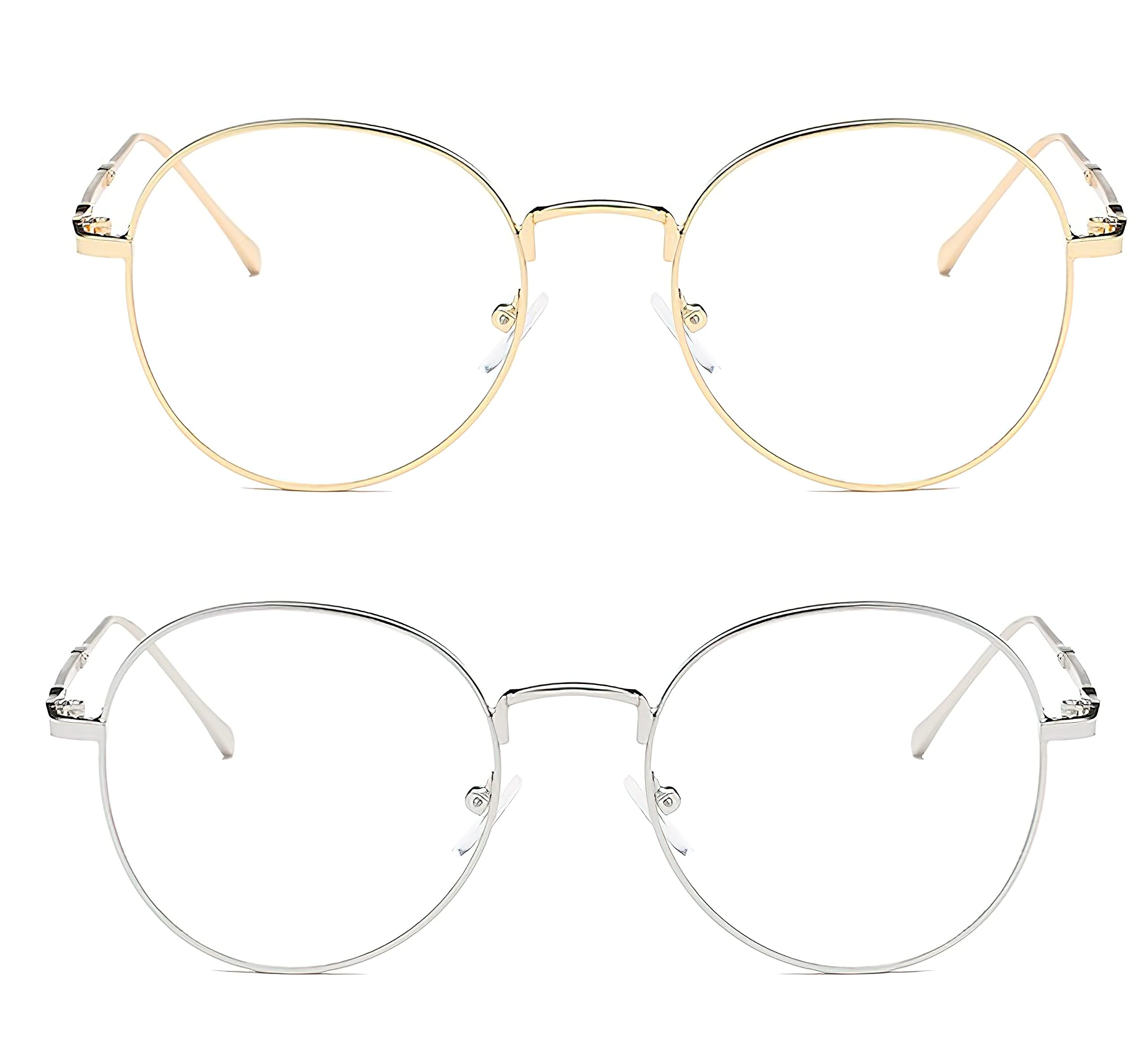 Blue Light Blocking Glasses Women Vintage Metal Round Rim Frame Retro Eyeglasses Women Men