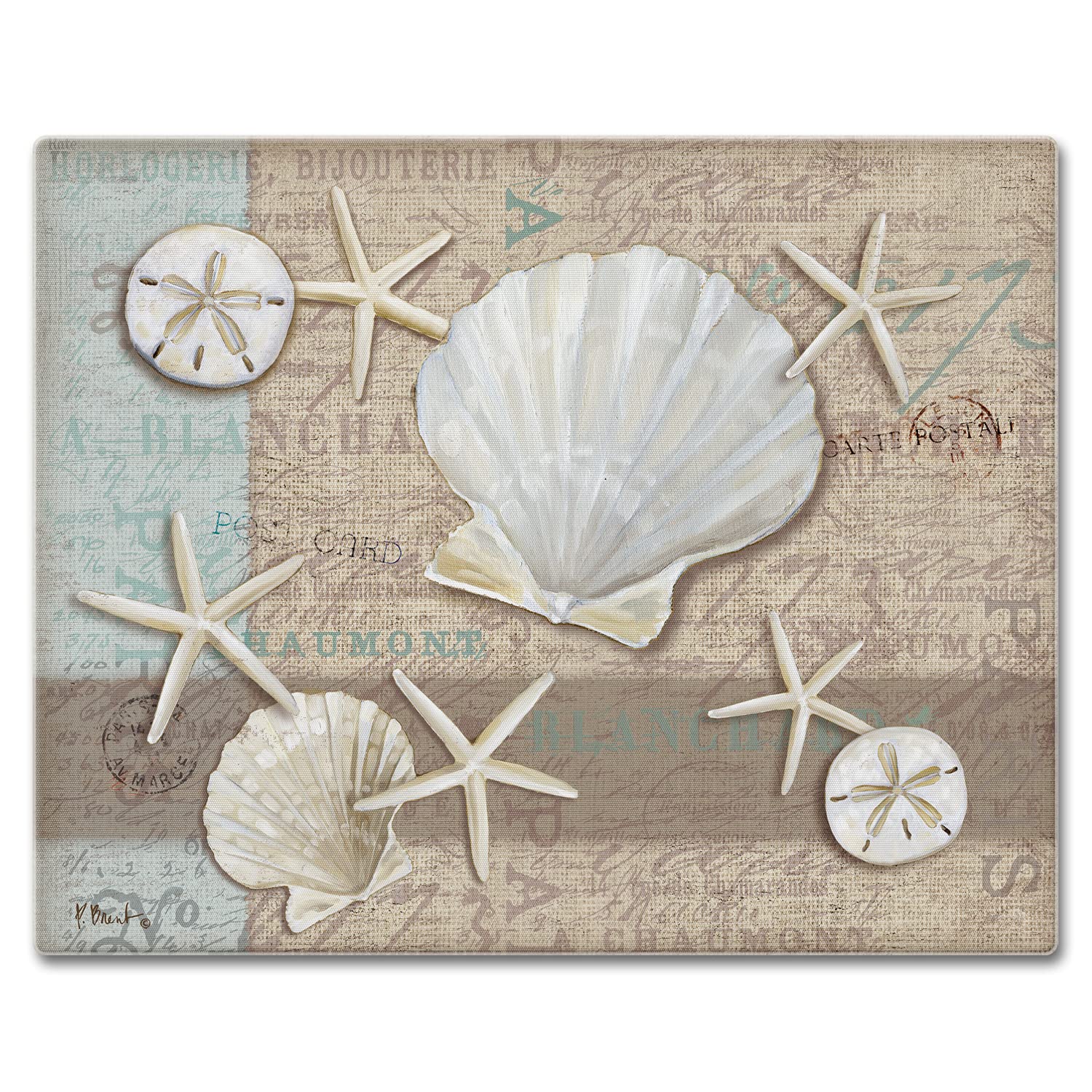 CounterArt Linen Shells 3mm Heat Tolerant Tempered Glass Cutting Board 15β x 12β Manufactured in the USA Dishwasher Safe