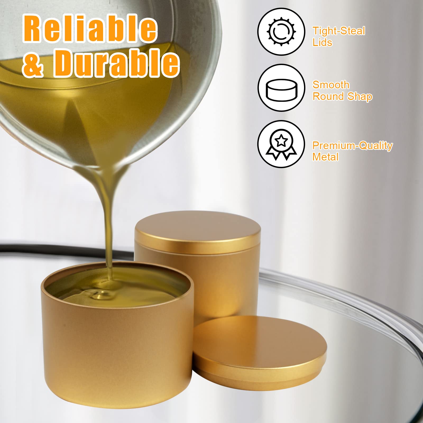 BBAXI 8 oz Candle Tins 24 Pcs,Empty Candle Jars for Making Candles,DIY Candle Containers,Round Metal Tins with Lids for Candle Making
